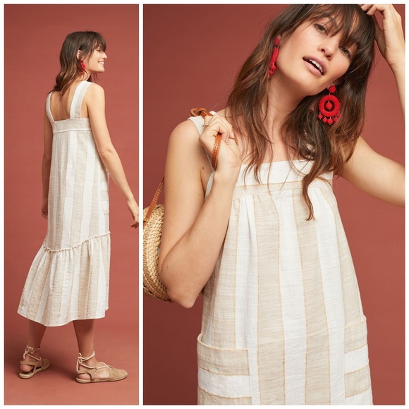 Anthropologie | Dresses | Nwt Anthropologie Maeve Tan Tonal Stripe ...